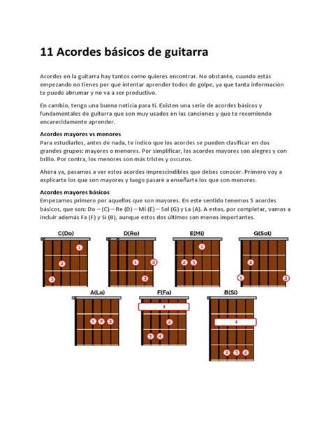 Acordes BÁsicos En Guitarrapdf Pdf