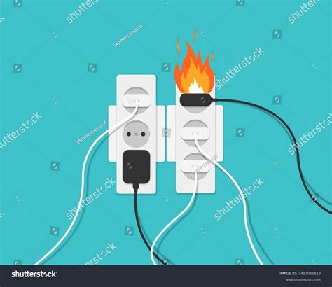 fire socket electrical overload short circuit stock vector royalty