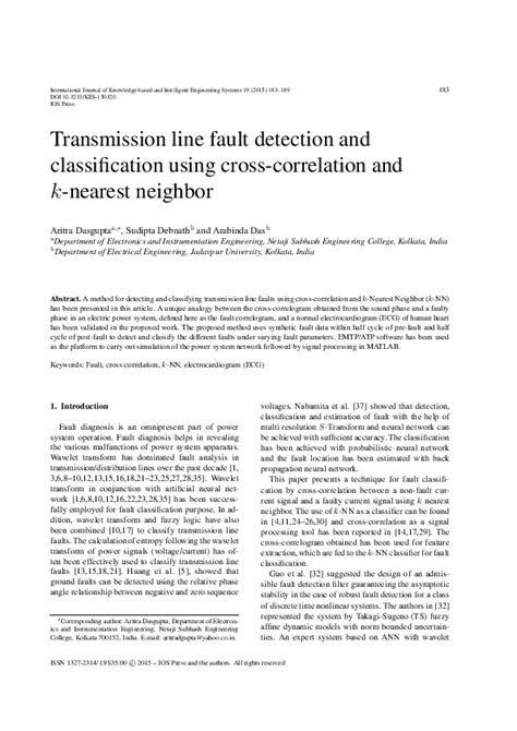 Pdf Transmission Line Fault Detection And Classification Using