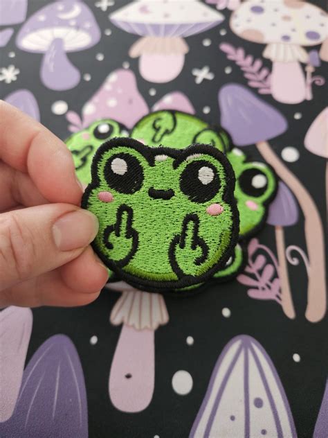 Kawaii Middle Finger Frog Patch Offensive Humor Embroidered Iron On Etsy
