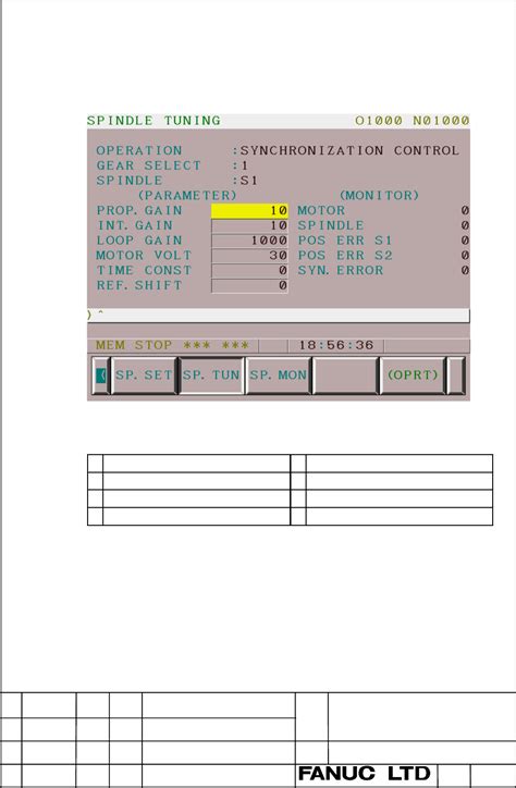 FANUC Series I Spindle Setting Tuning And Monitor Screen Supplement To Manual Page Of