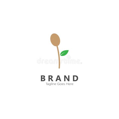 Leaf Spoon Logo Food Icon With Vector Illustration Of A Brown Spoon And Green Leaf Stock Vector