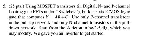 Solved Using Mosfet Transistors Build A Static Cmos Logic