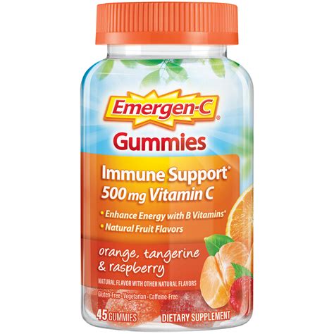 Emergen C Jr Emergen C Immune Support Orange Tangerine And Raspberry Dietary Supplement Gummie