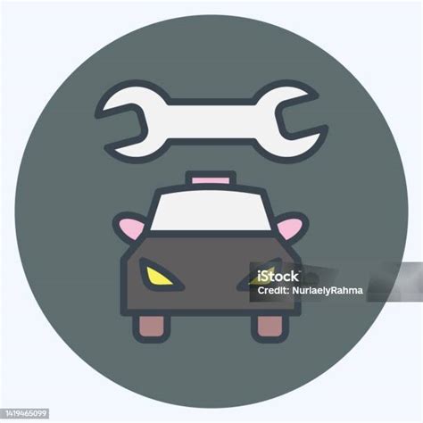 아이콘 자동차 정비사 자동차 기호에 적합합니다 컬러 메이트 스타일 편집 가능한 간단한 디자인 디자인 템플릿 벡터 간단한 그림 개발에 대한 스톡 벡터 아트 및 기타 이미지