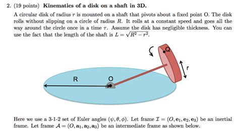Solved 2 19 Points Kinematics Of A Disk On A Shaft In 3d