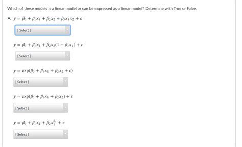 Solved Which Of These Models Is A Linear Model Or Can Be Chegg
