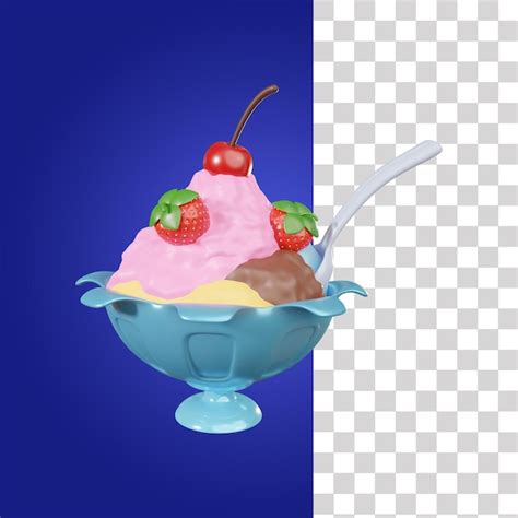 Premium Psd A Bowl Of Ice Cream With Chocolate Strawberry Vanilla