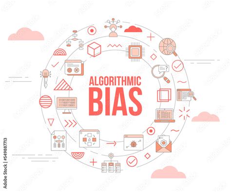 Algorithmic Bias Concept With Icon Set Template Banner And Circle Round