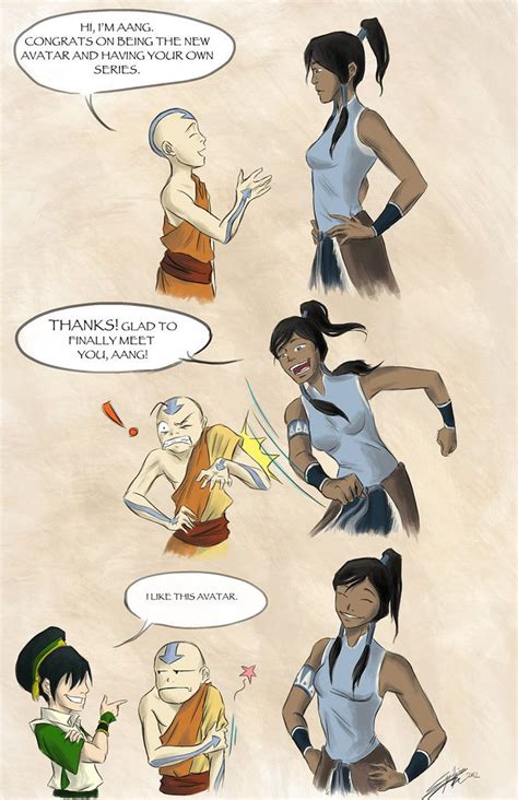 Aang Meets Korra By Rice Claire Aang Avatar Airbender Avatar Funny