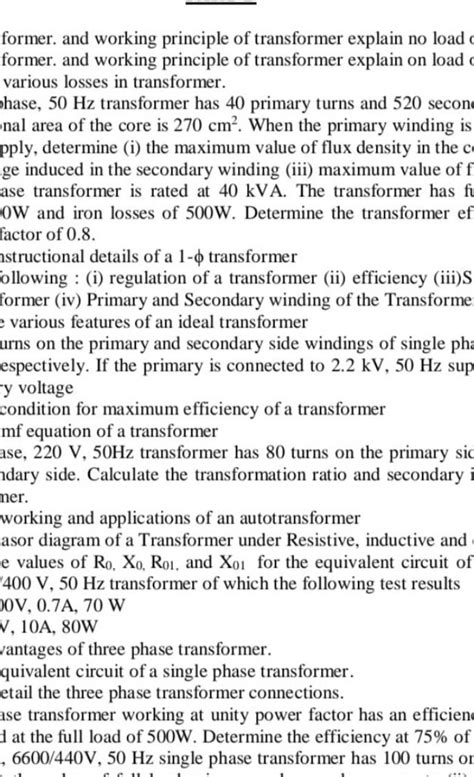 Former And Working Principle Of Transformer Explain No Load Former And