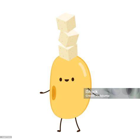 콩 벡터 콩 캐릭터 디자인 흰 두부 벡터입니다 흰색 배경에 격리된 두부 만화 스타일 채식 영양 건강 식품 건강한 생활방식에 대한 스톡 벡터 아트 및 기타 이미지 Istock