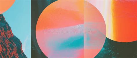 Large Overlapping Circles Create A Modern Geometric Design With Vibrant Colors Stock