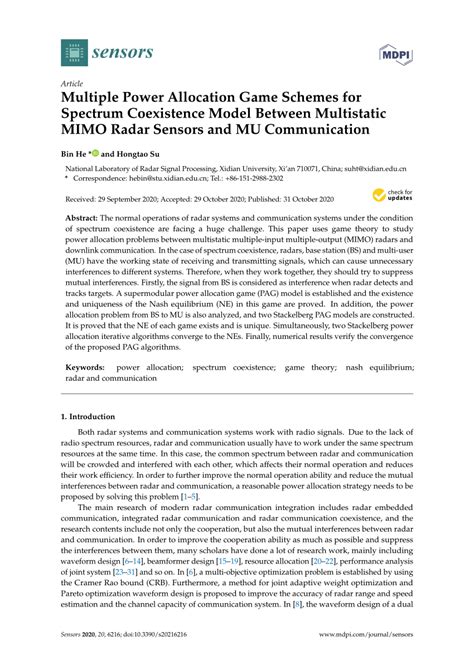 Pdf Multiple Power Allocation Game Schemes For Spectrum Coexistence