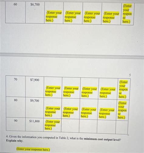 Solved 4 Given The Information You Computed In Table 2