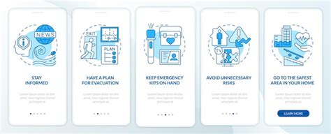 Premium Vector Disaster Preparedness Blue Onboarding Mobile App Screen