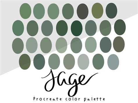 Sage Procreate Color Palette Greens Digital Download Etsy