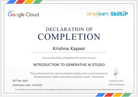 Krishna Kapoor On Linkedin Im Happy To Share That Ive Obtained A New Certification