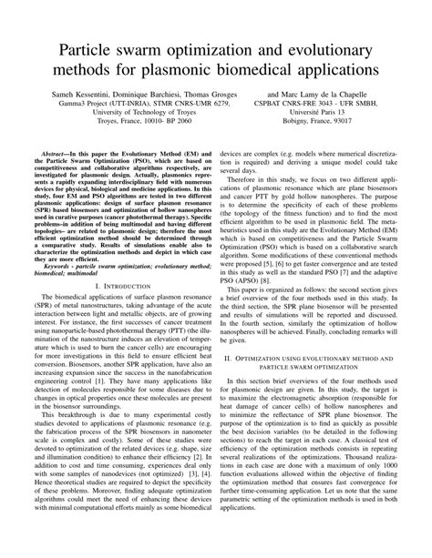 Pdf Particle Swarm Optimization And Evolutionary Methods For