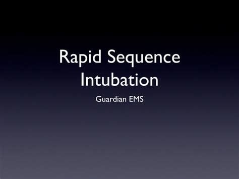 Rapid Sequence Intubation Ppt First Aid Injuries