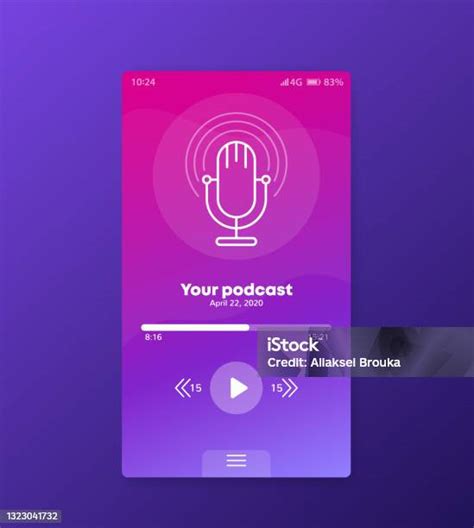 팟캐스트 앱 모바일 Ui 벡터 디자인 팟캐스팅에 대한 스톡 벡터 아트 및 기타 이미지 팟캐스팅 그래픽 사용자 인터페이스
