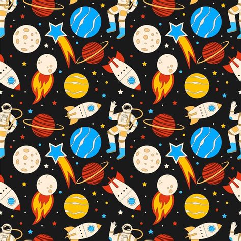 Premium Vector Space Boy Pattern Astronaut And Planets Stars And