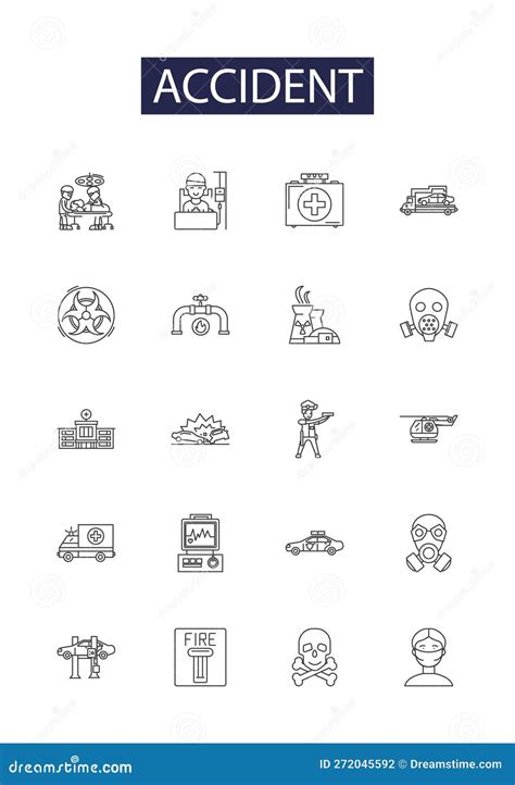 Accident Line Vector Icons And Signs Crash Smash Collision Bump
