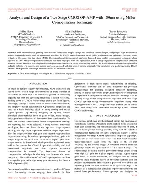Cmos Op Amp Design With Miller Compensation Technique