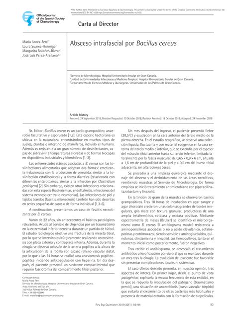 Pdf Intra Fascial Abscess By Bacillus Cereus