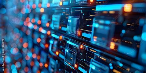 Futuristic Digital Document Management System For Organizing Corporate Files In A Grid Concept