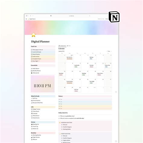 Digital Planner 2024 2025 Undated Notion Planner Digital Journal Adhd