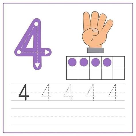 Number Four Educational Activity Number 4 Tracing Sheets Learning