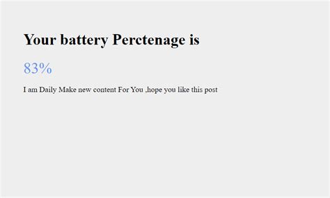 Javascript Battery Percentage How To Show Battery Percentage In Html Codewithrandom