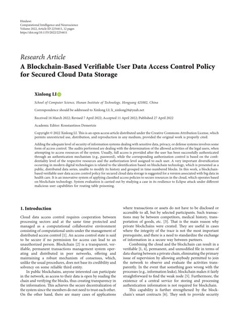 pdf a blockchain based verifiable user data access control policy for