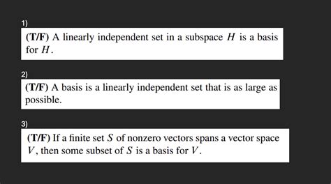 solved t f ﻿a linearly independent set in a subspace h ﻿is