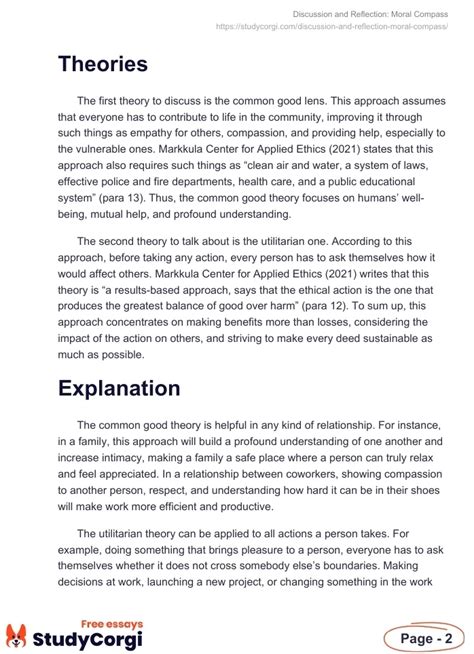 Discussion And Reflection Moral Compass Free Essay Example