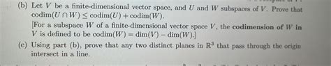 solved b let v be a finite dimensional vector space and u