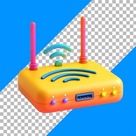 Vibrant 3d Wifi Router Illustration On Blue Background Premium Ai Generated Psd