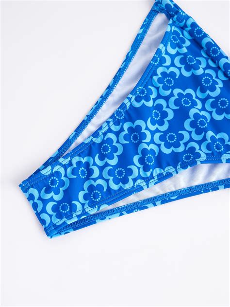 Bikinx Floral Print Bikini Set O Ring Backless Triangle Bra And Tie Side