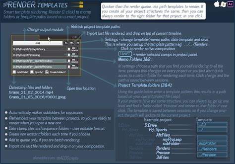 render templates v1 0 script for after effect visualstorms