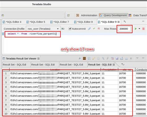 Teradata I Want To Use Readnos To Read A File From S3 And Get All