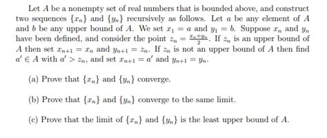 Solved Let A Be A Nonempty Set Of Real Numbers That Is Chegg
