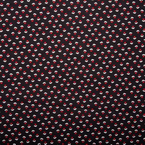 Printed Cotton Ruby Daisy Black Fabricville