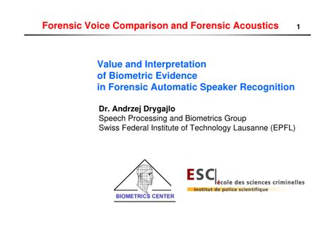 Ppt Forensic Voice Comparison And Forensic Acoustics 1 Value And