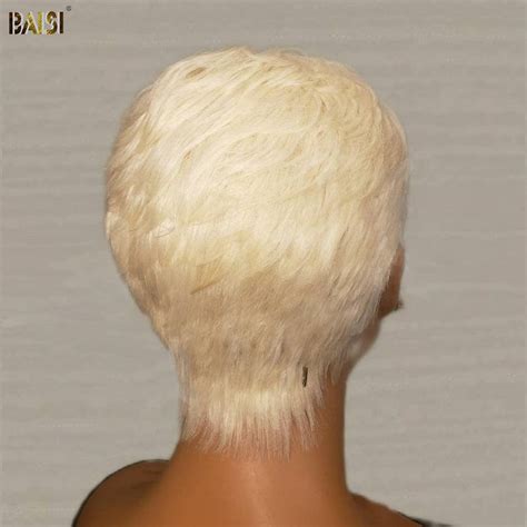Baisi Blonde Pixie Tapered Cut Machine Made Wig Baisi Hair