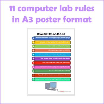 Computer Lab Rules Poster And An Editable Docx Version To Customize Yourself