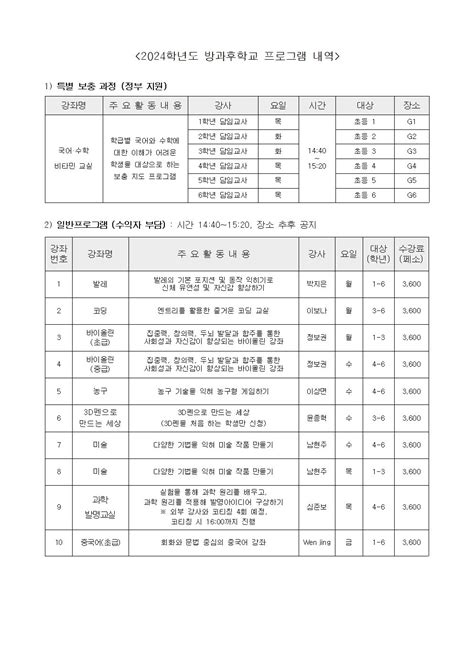 Kisp 2024학년도 1학기 방과후학교 신청 안내