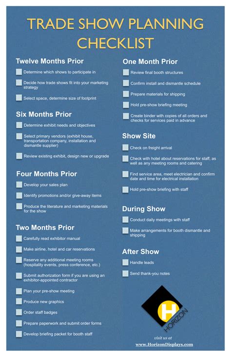 Trade Show Planning Checklist Template Horizon Download Printable Pdf Templateroller