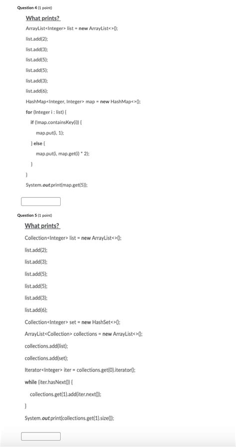 Solved Question 4 1 Point What Prints Arraylist