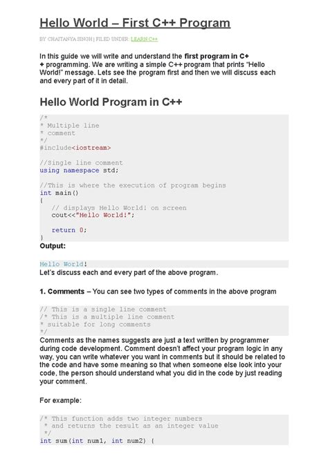 Handbook Tutorial For C Beginners Hello World First C Program